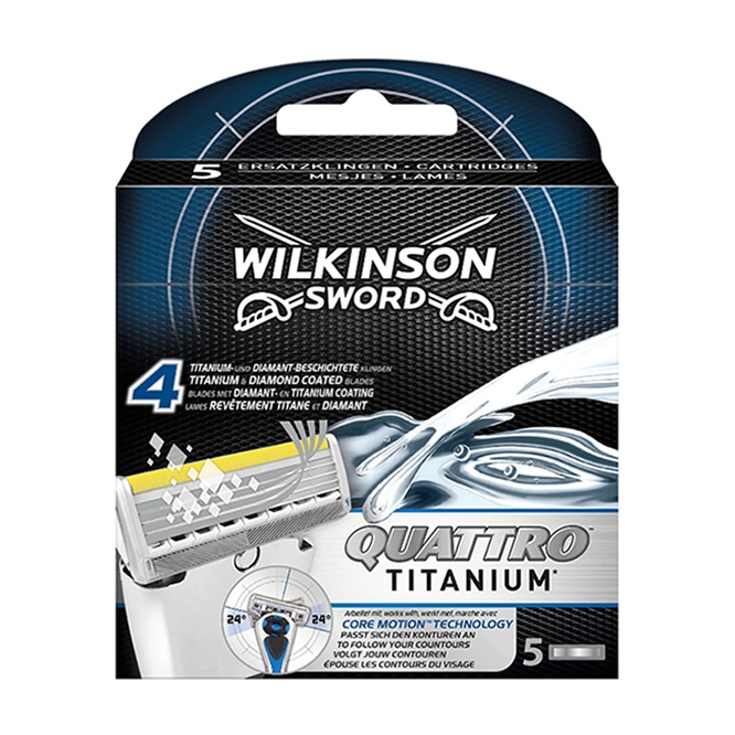 WILKINSON SWORD QUATTRO TITANIUM CORE MOTION RASIERKLINGEN 5ER